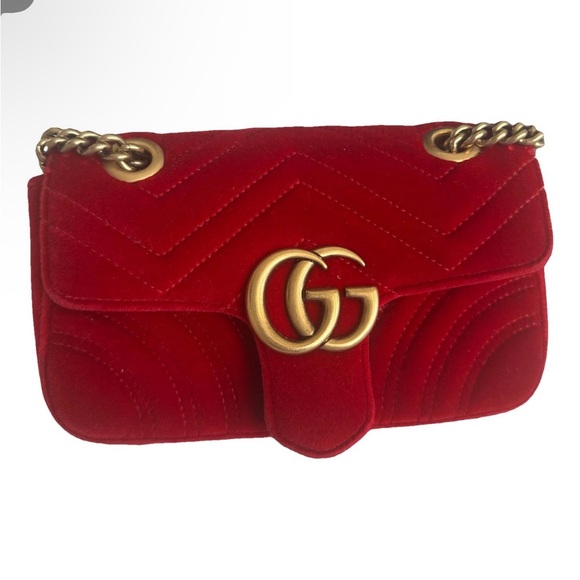 Gucci | Bags | Gucci Red Velvet Shoulder Bag | Poshmark